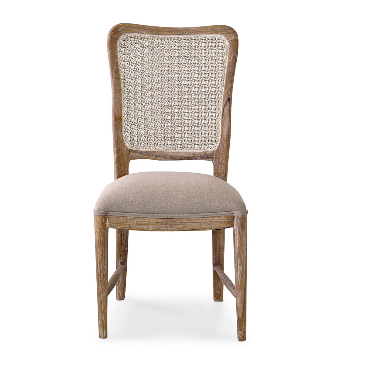 Mayfair Chair In Fruitwood w/ Arctic White Performance Fabric & Rattan ...